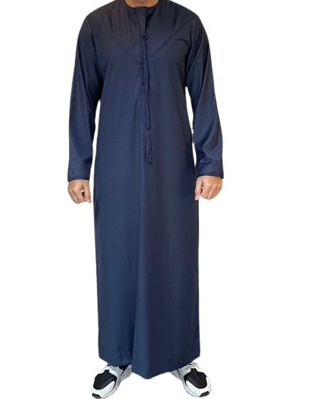 Men’s Indigo Blue Premium Emirati Thobe UK /Kandura / Long Sleeve Isla ...