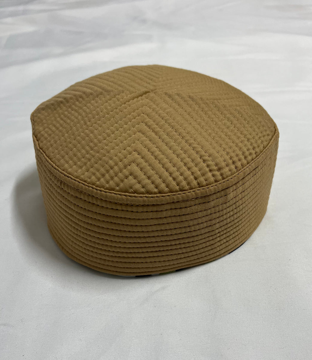 Beige / Brown Turban Hat Topi Kufi Stiff Shukr JJ Design Cap Size-60 ...